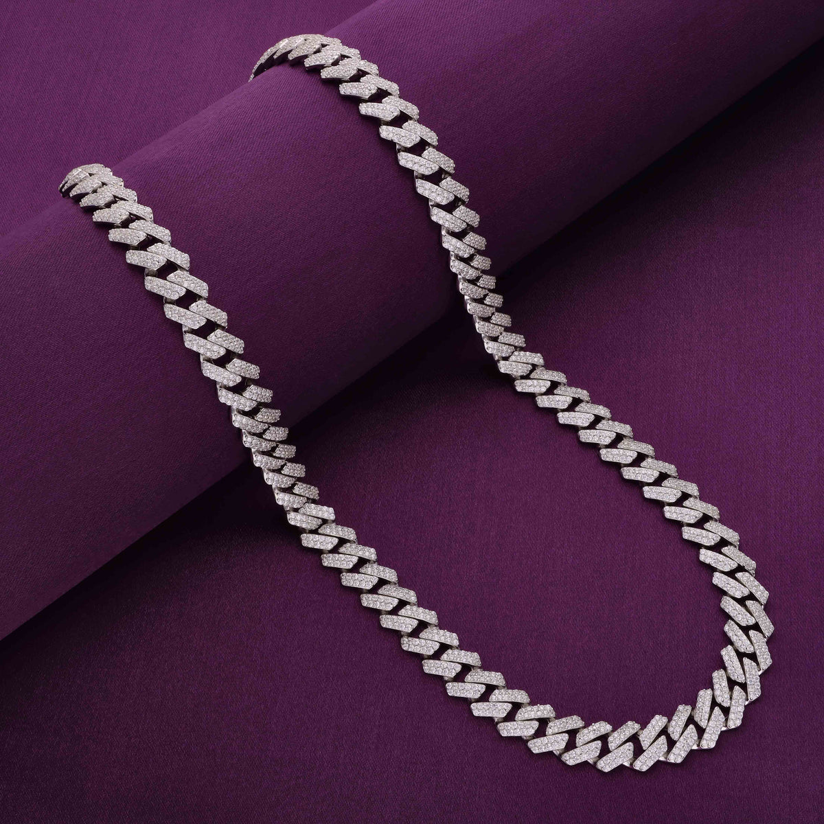 Pave Zircon Cuban Link Silver Chain For Men Online | Kai Jewel