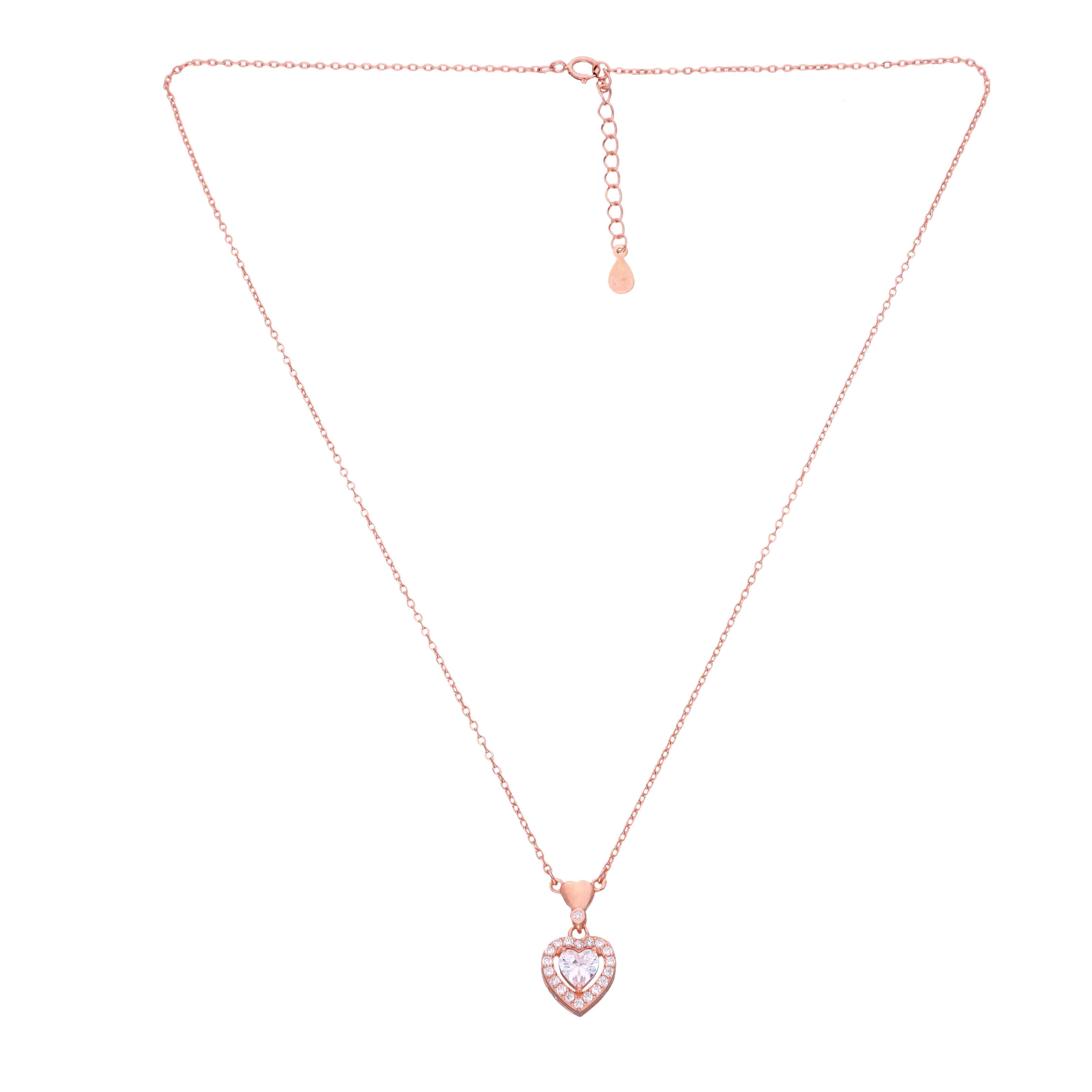 Dainty Heart Diamond Studded Silver Chain Necklace | Kai Jewel