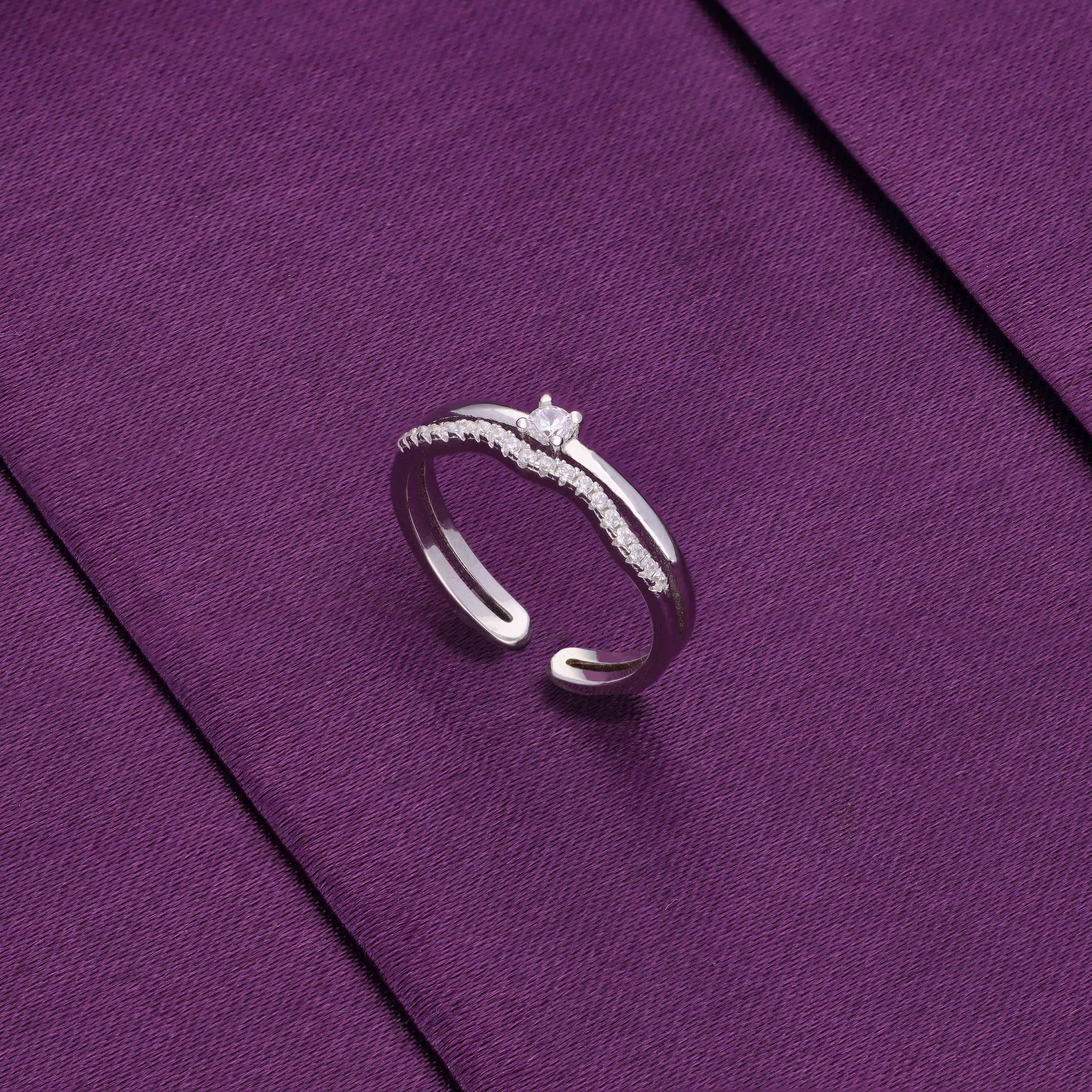 Buy Stylish Layered Strings Minimal Silver Ring Online | Kai Jewel